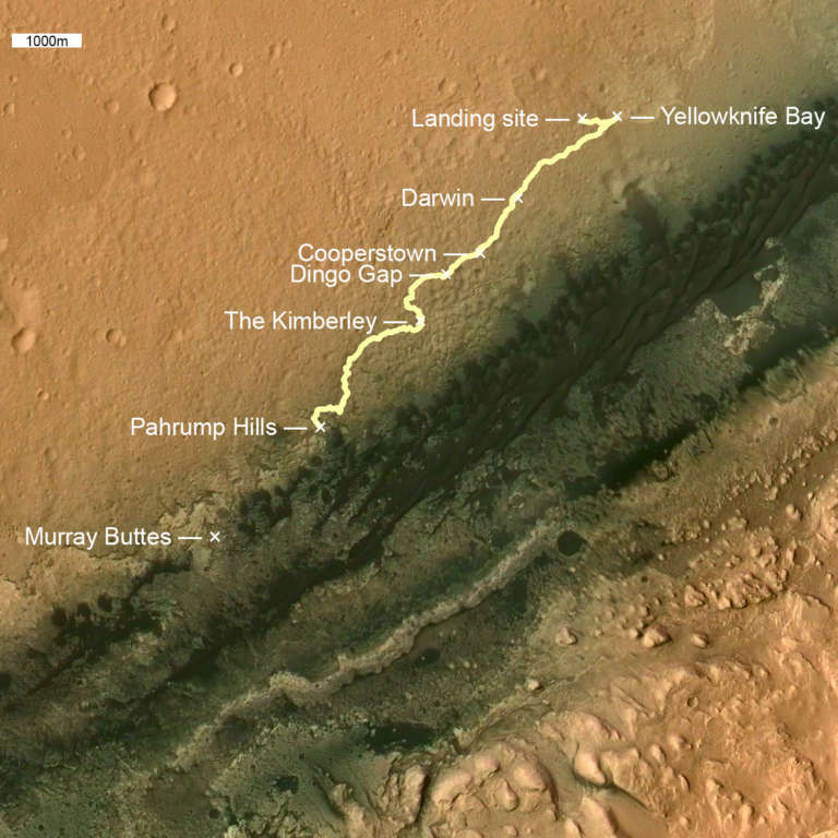 Curiosity route map: Wide view (updated to… | The Planetary Society