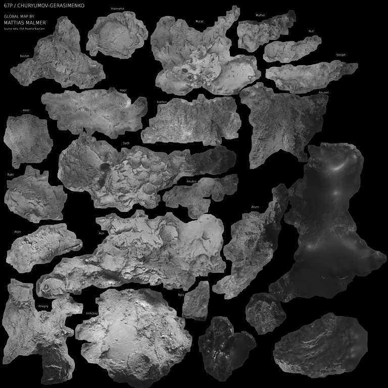 Surface map of comet Churyumov-Gerasimenko | The Planetary Society