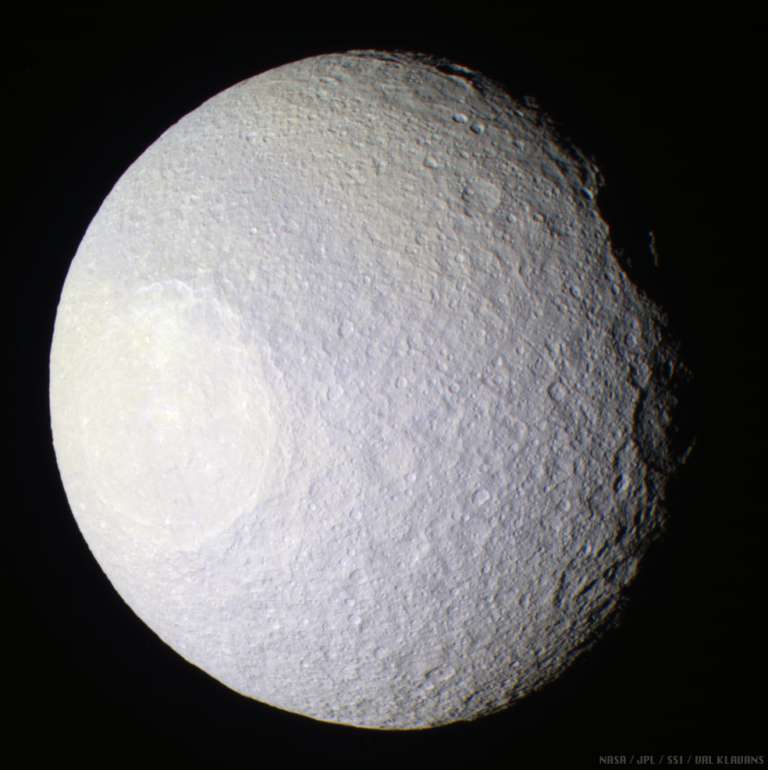 Enhanced-color global view of Tethys, 11… | The Planetary Society