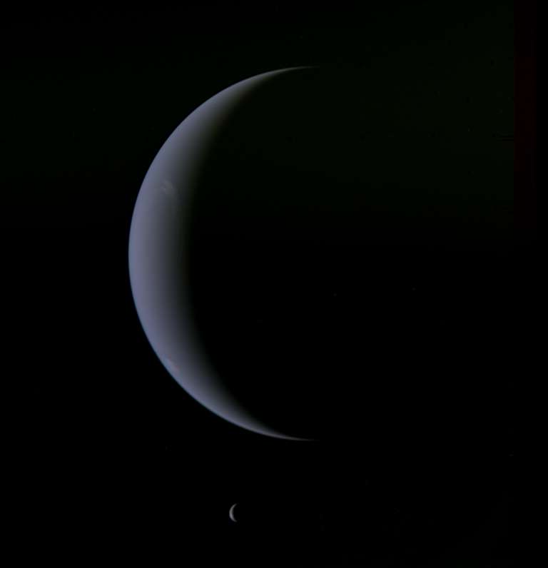 Crescent Neptune and Triton | The Planetary Society